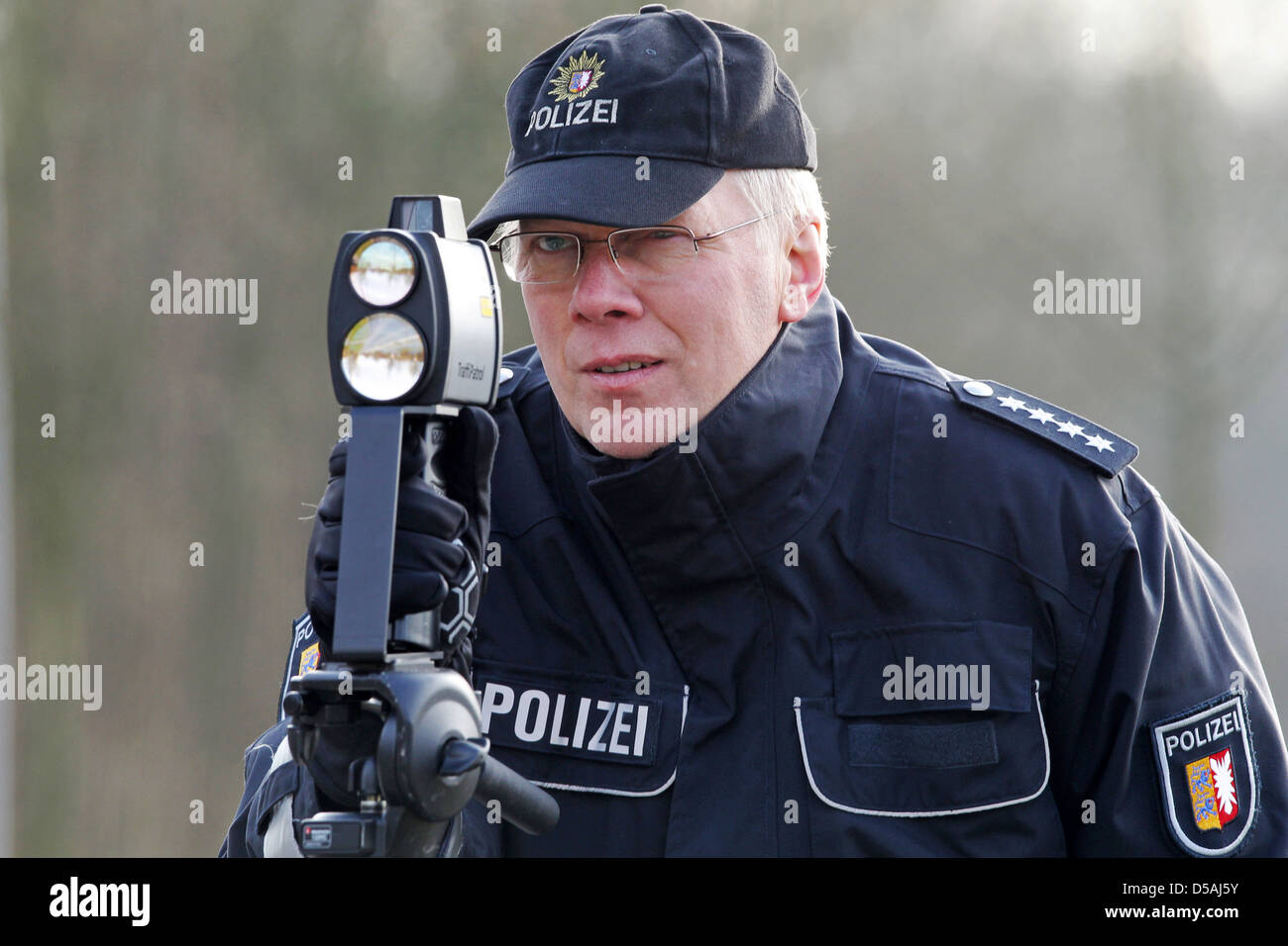 Flensburg, Germany, speed control using laser measuring device Stock ...