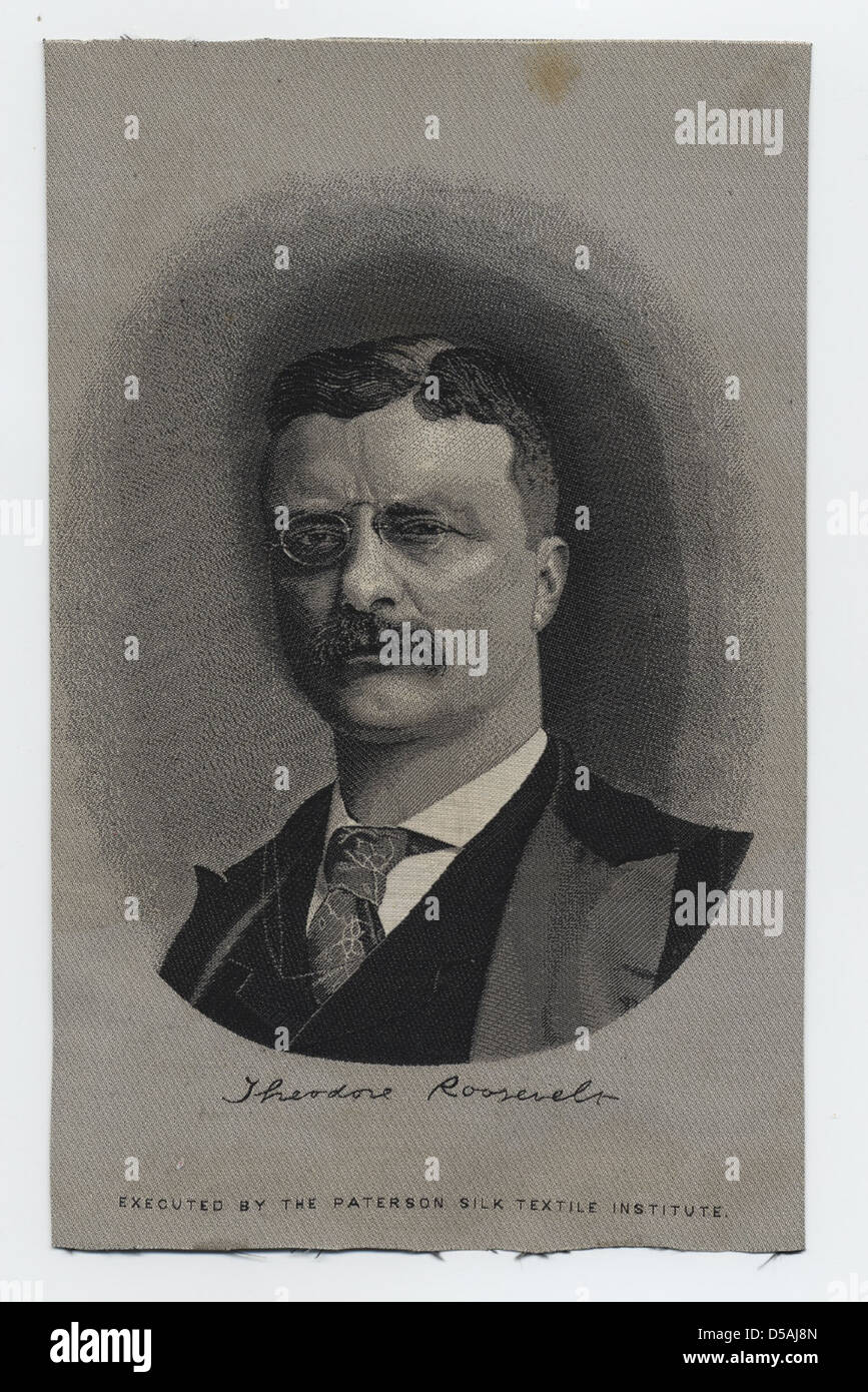 A ribbon portrait of Theodore Roosevelt, the 26th president of the ...