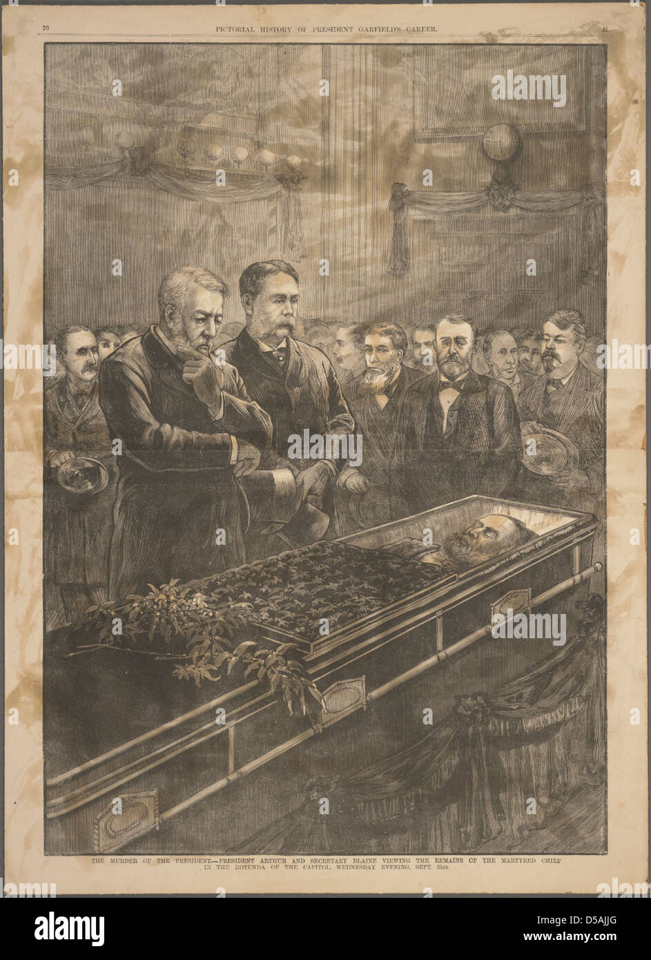 This illustration depicts the assassination of President James A ...