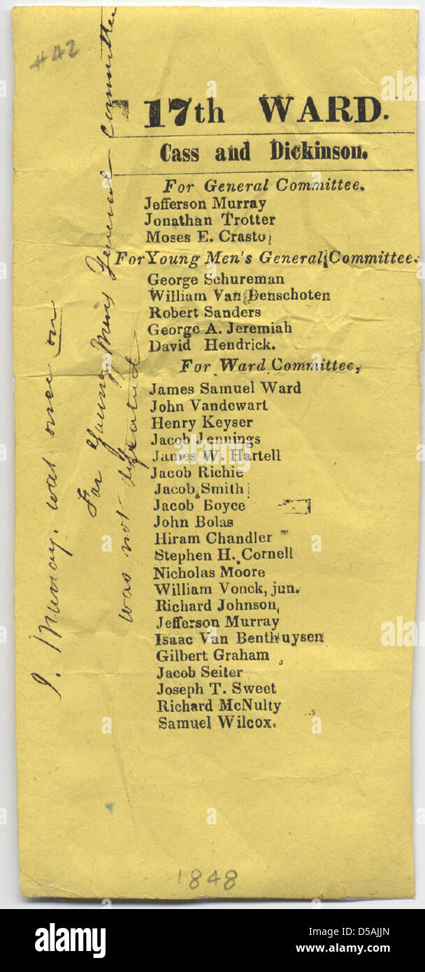 17th Ward Ballot: Cass & Dickenson Stock Photo - Alamy