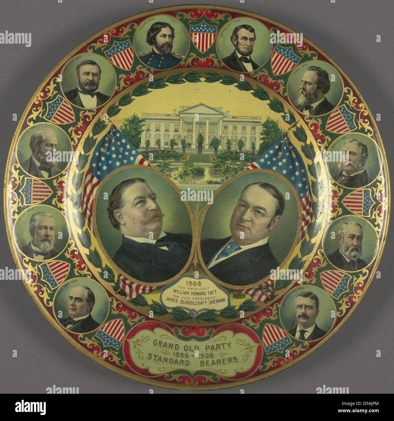 This 1908 portrait plate features prominent figures from the Republican ...