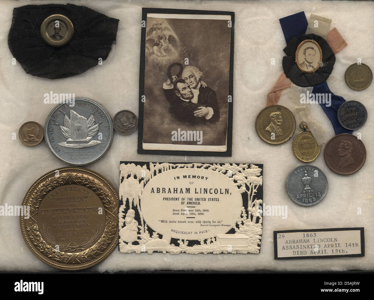 A collection of items related to Abraham Lincoln, including American ...