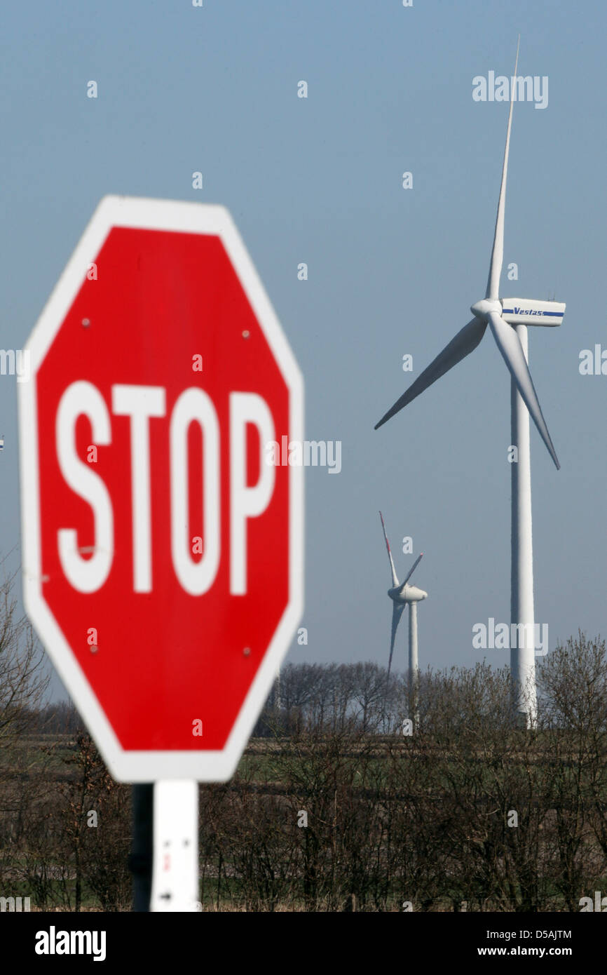 Horstedt, Germany, stop sign in front of a wind turbine Stock Photo - Alamy