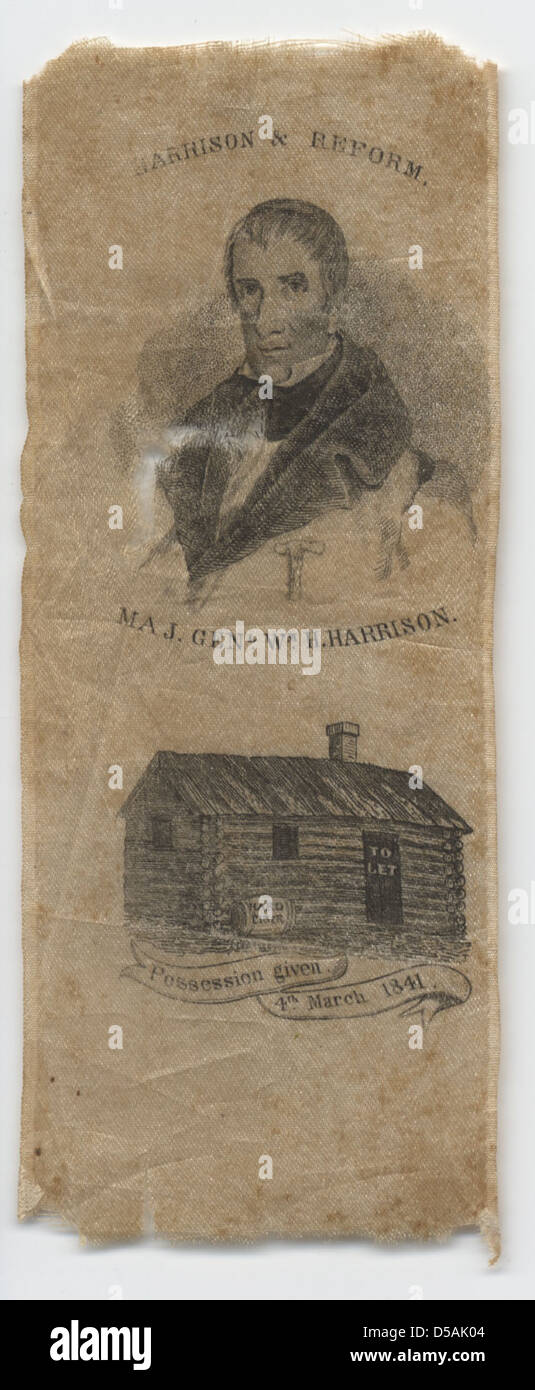 A historical ribbon from the 1840 U.S. presidential election featuring ...