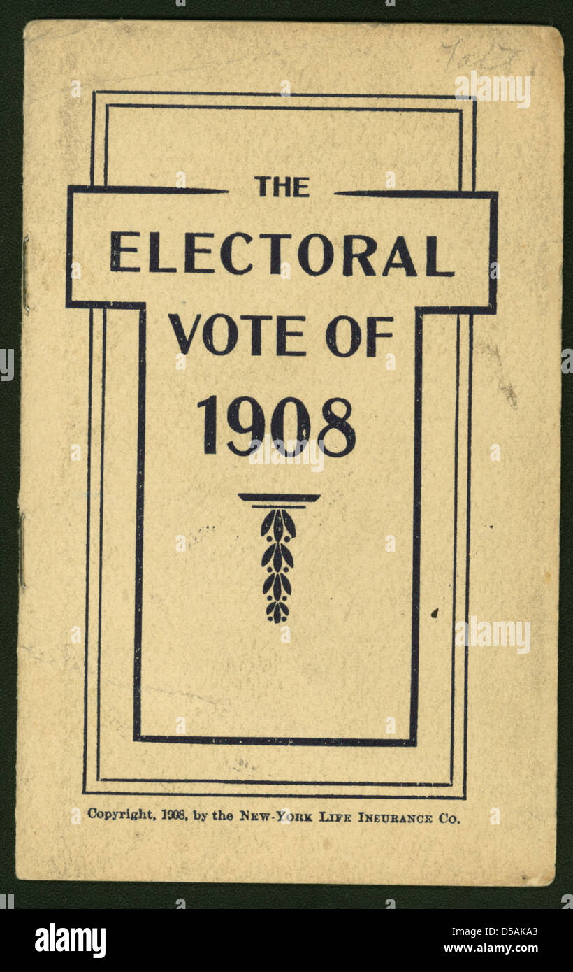 A document showing the electoral vote results for the 1908 U.S ...