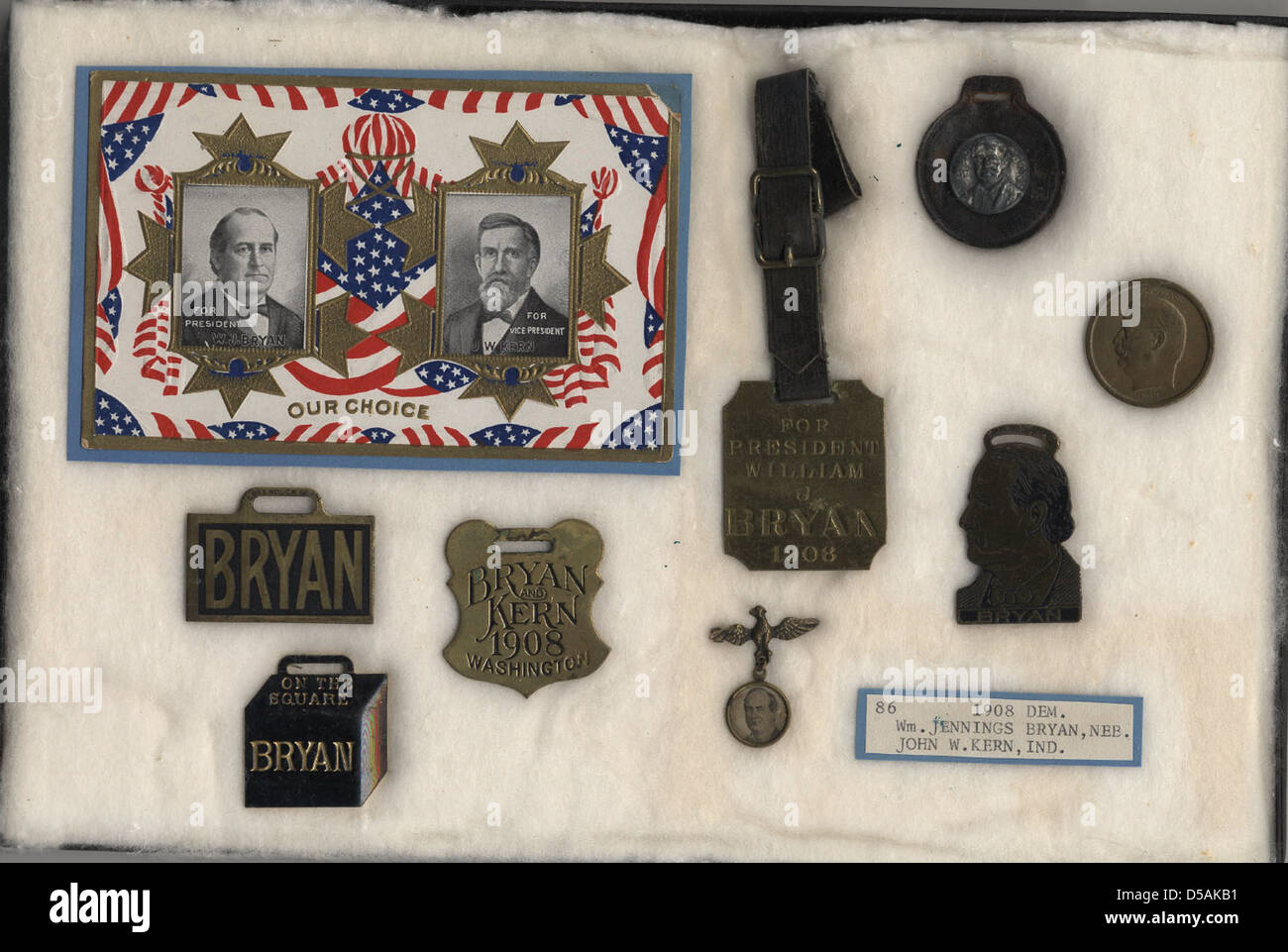 Campaign items from the 1908 presidential election, featuring William ...