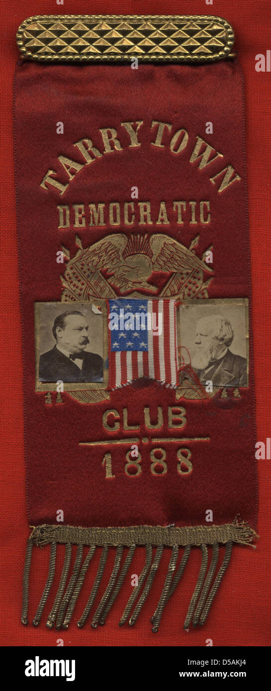A campaign ribbon from the 1888 U.S. presidential election featuring ...