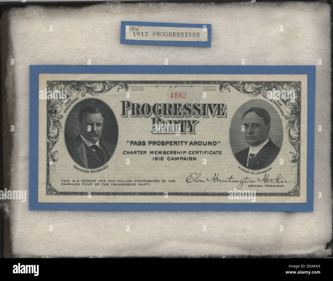 A 1912 Progressive Party membership certificate, showing a bust of ...