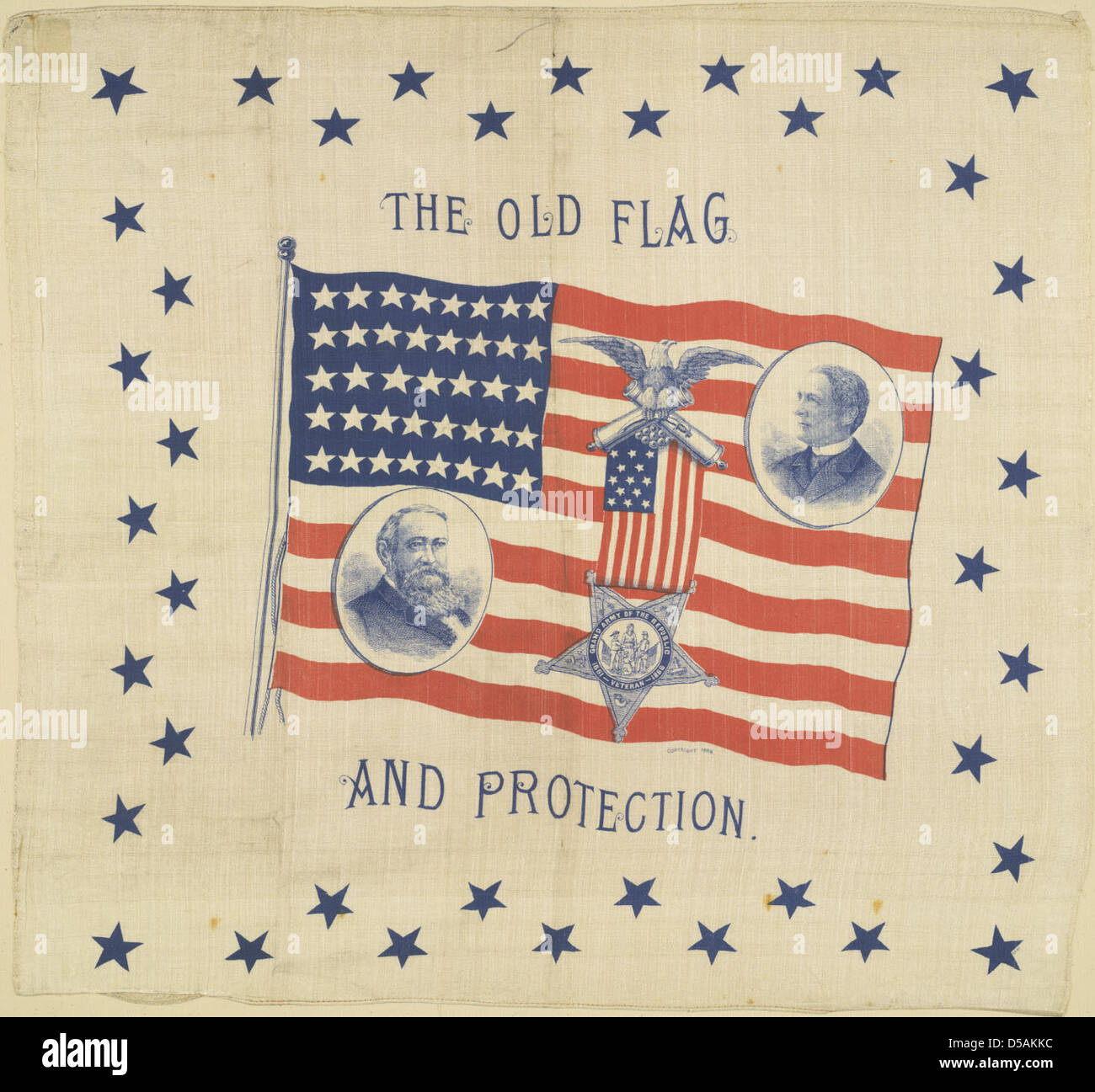 A commemorative handkerchief from the 1888 U.S. presidential campaign ...