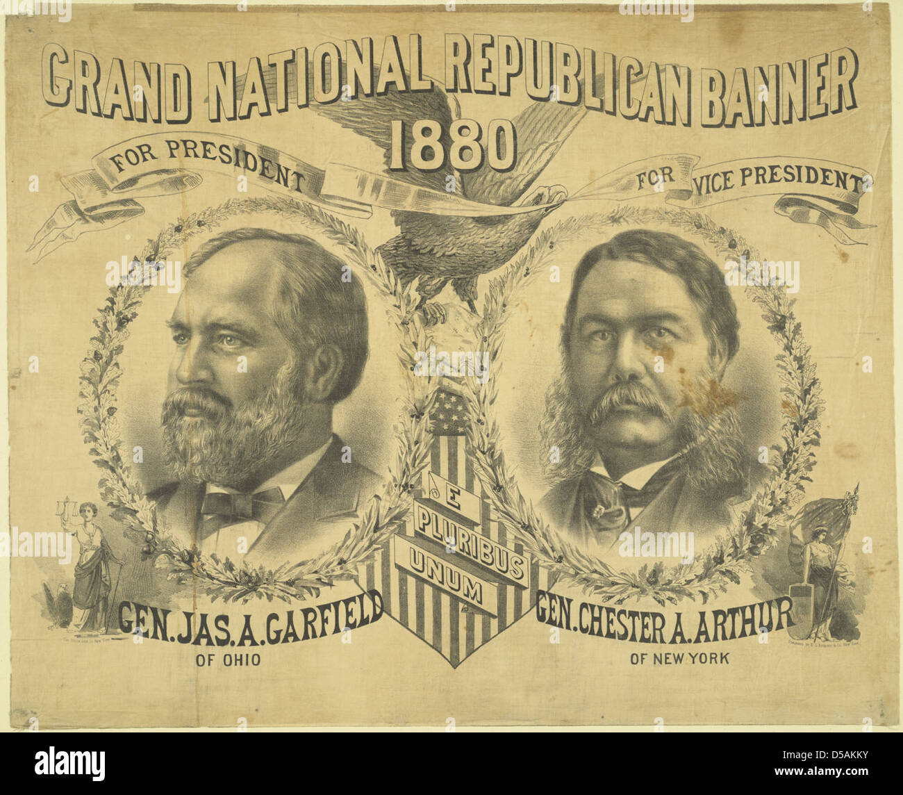 This Grand National Republican Banner, created in 1880, features the ...