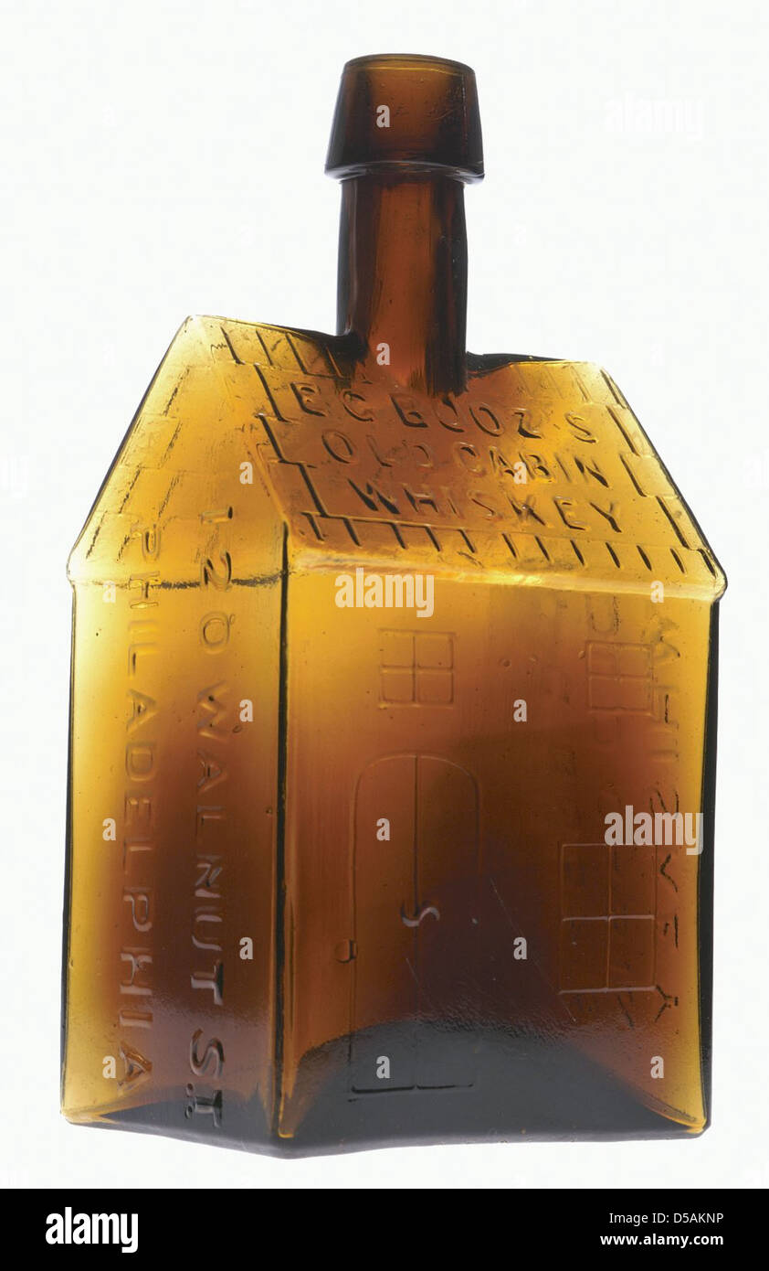 A whiskey bottle from the mid-19th century, produced by E.G. Booz. The ...