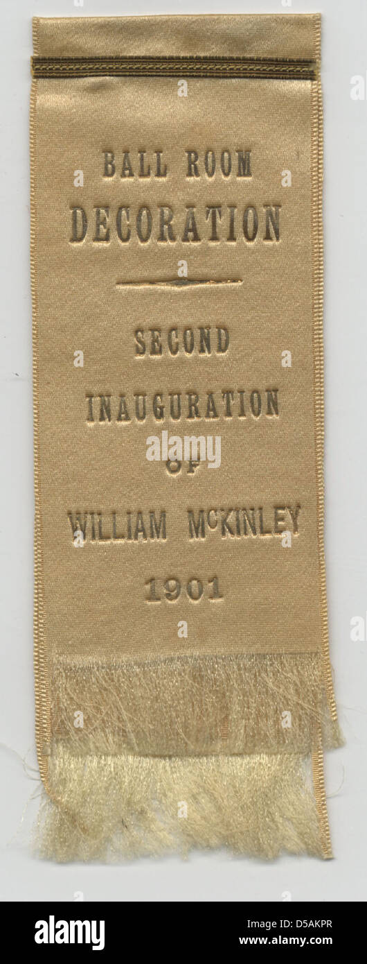 A commemorative ribbon from the 1901 inaugural ball for President ...