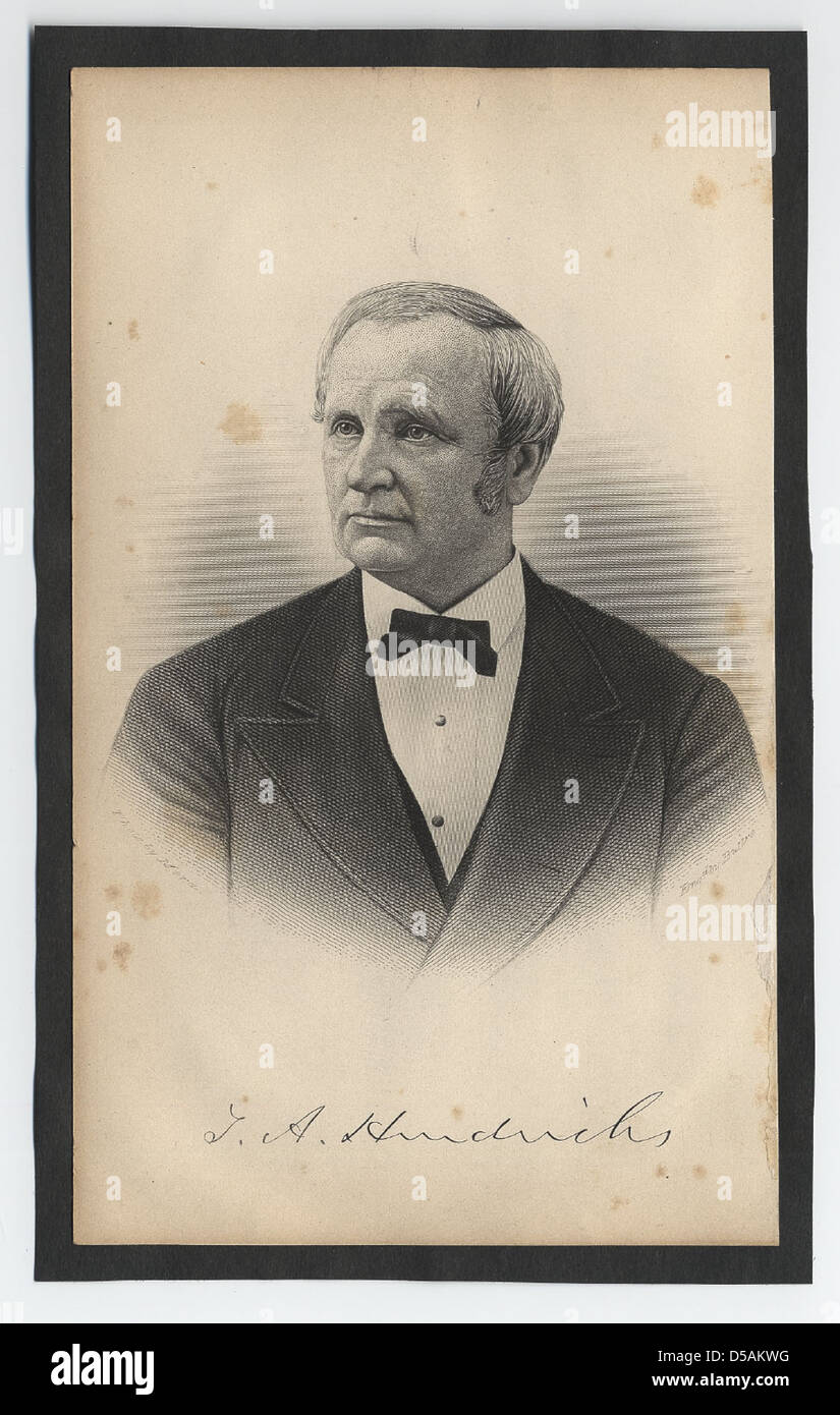 A bust of Thomas A. Hendricks, a prominent political figure, created ...