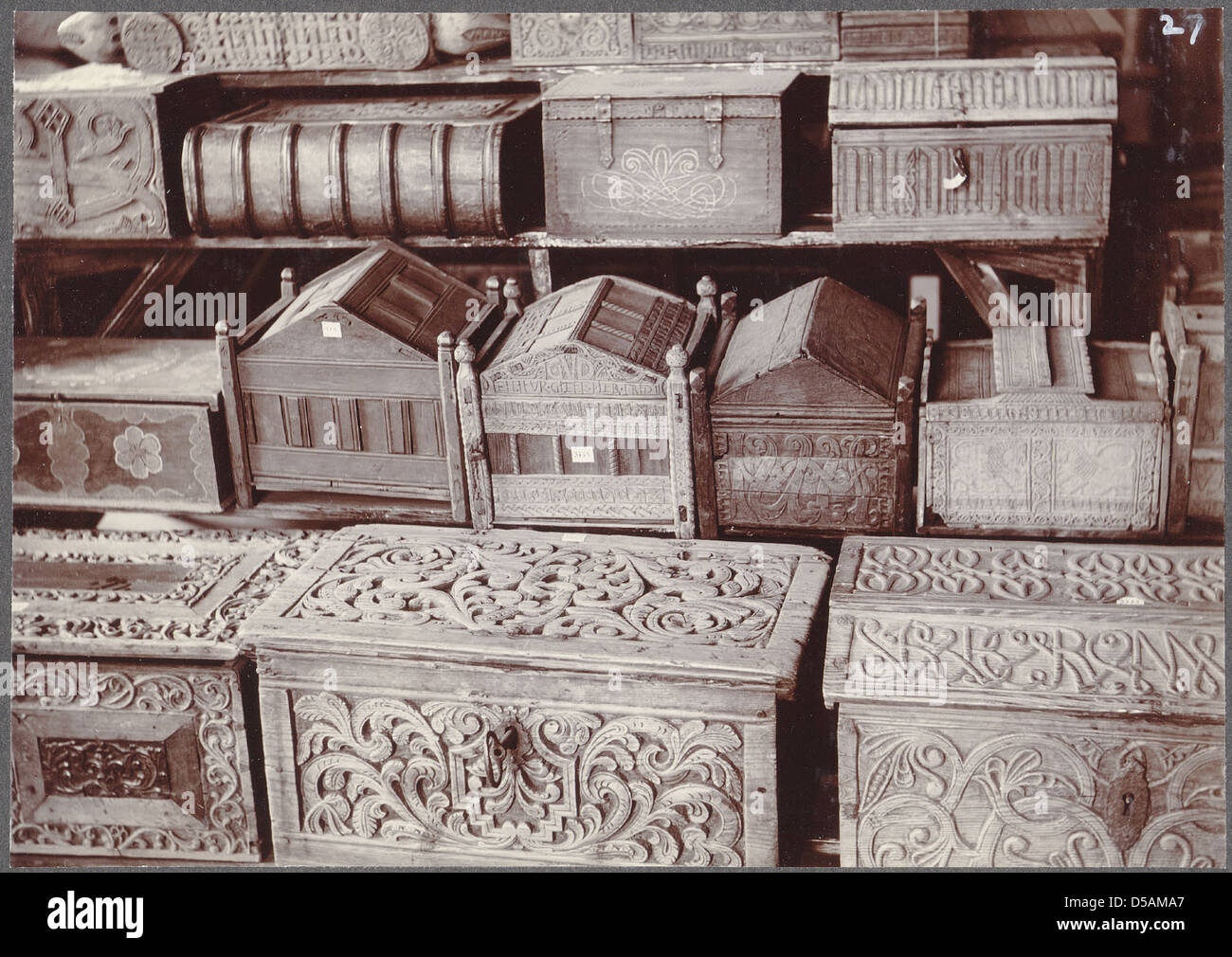 This image shows a collection of wooden boxes at the National Museum of ...