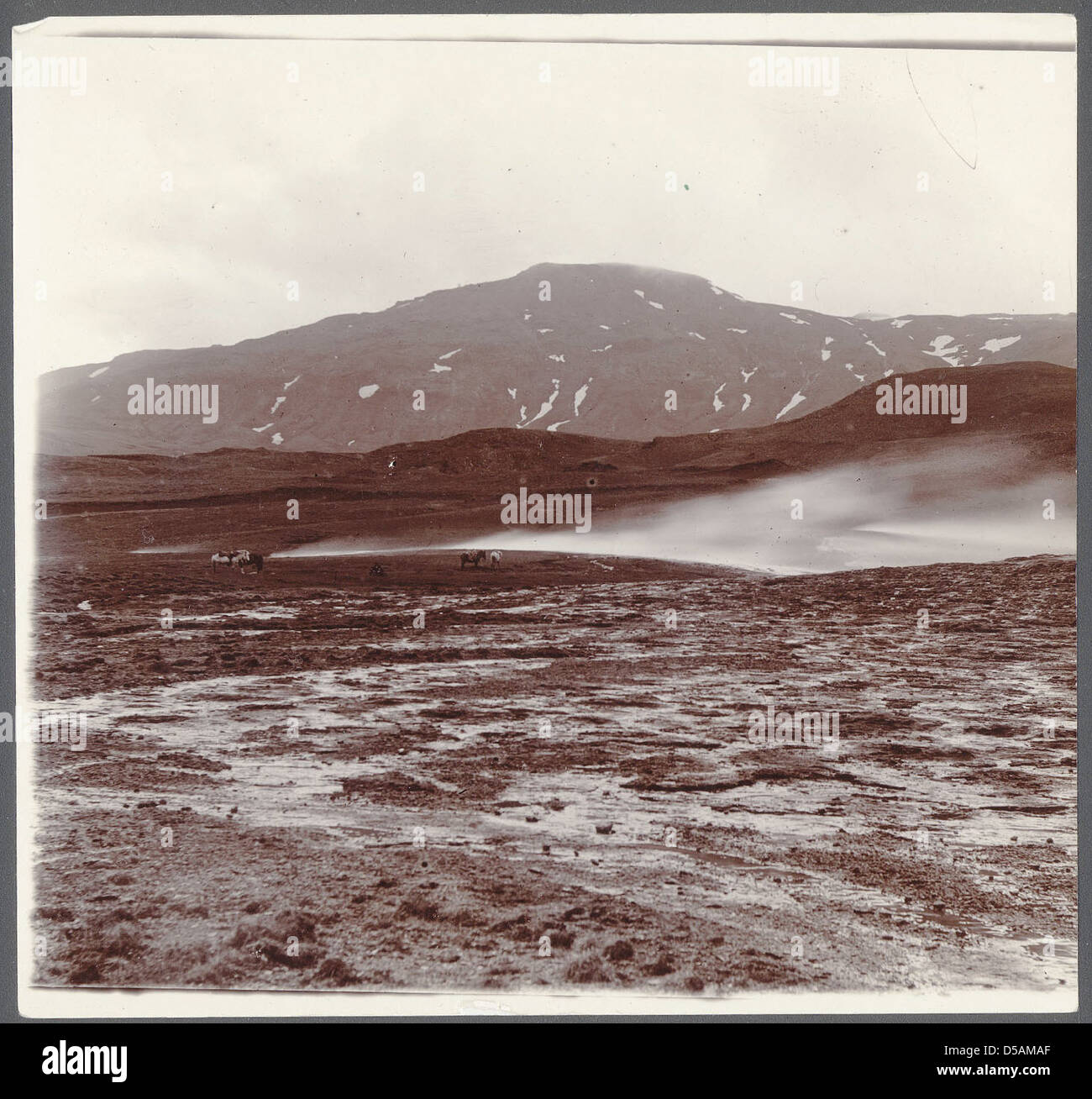 A panoramic view of Blesi Geysir in Haukadalur, Iceland, one of the ...