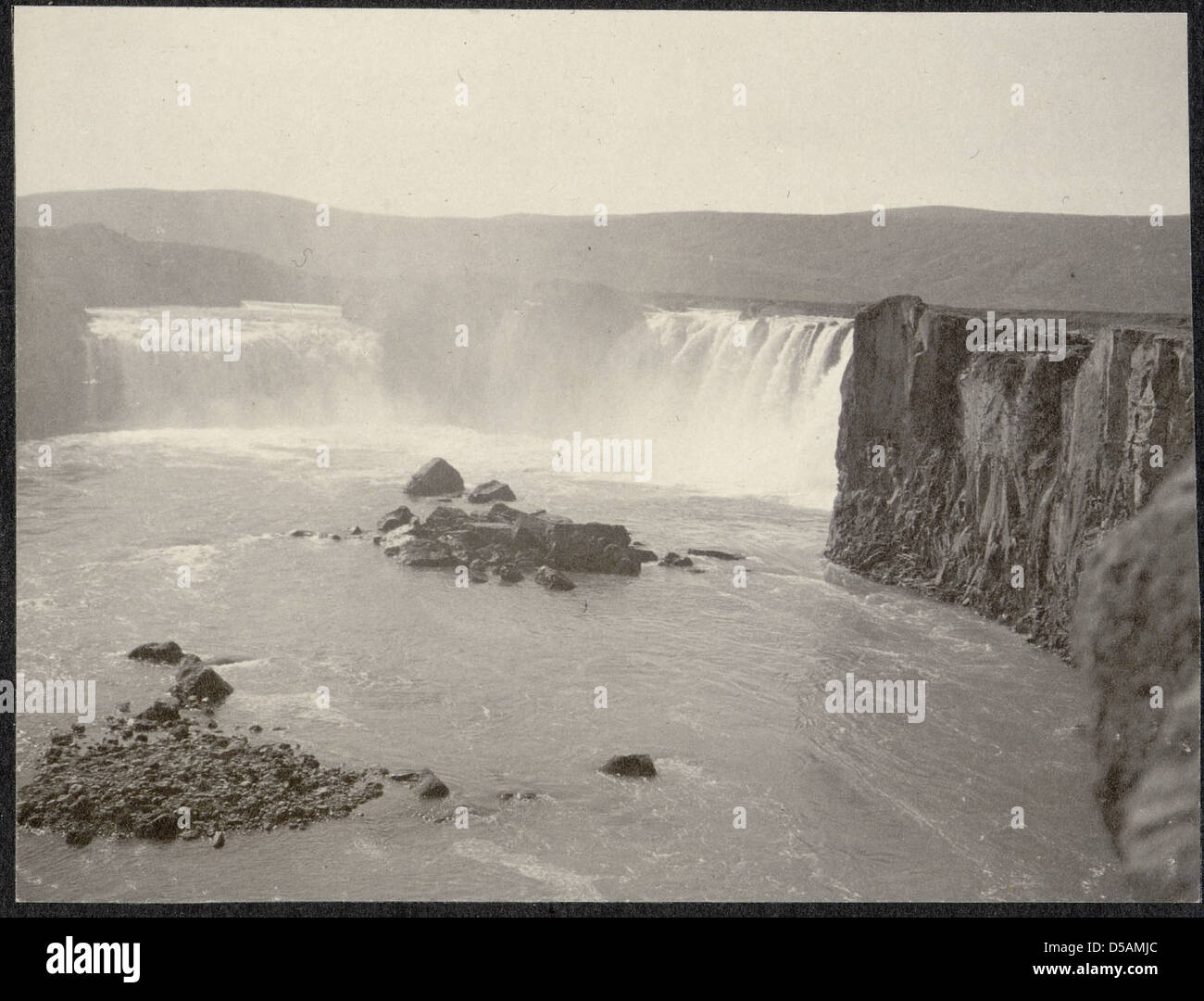 A photograph of Goðafoss, a spectacular waterfall in Iceland, known for ...
