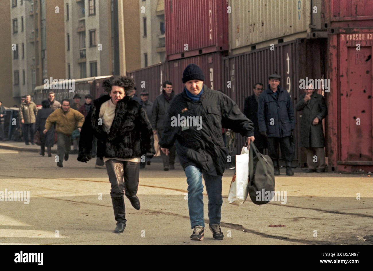 People are starting to run for their lives, Sarajevo, Bosnia and ...