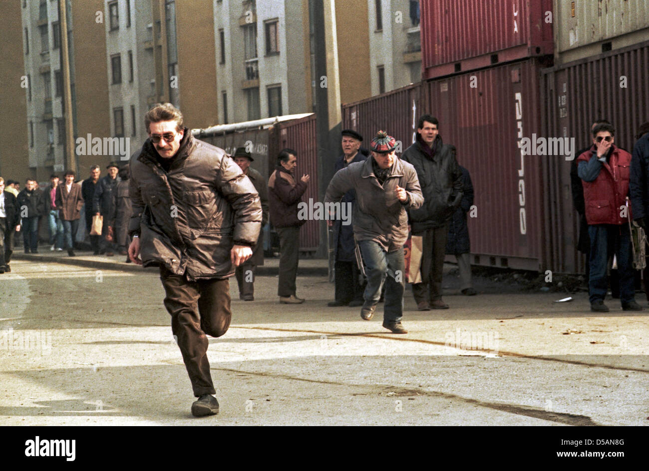 People are starting to run for their lives, Sarajevo, Bosnia and ...