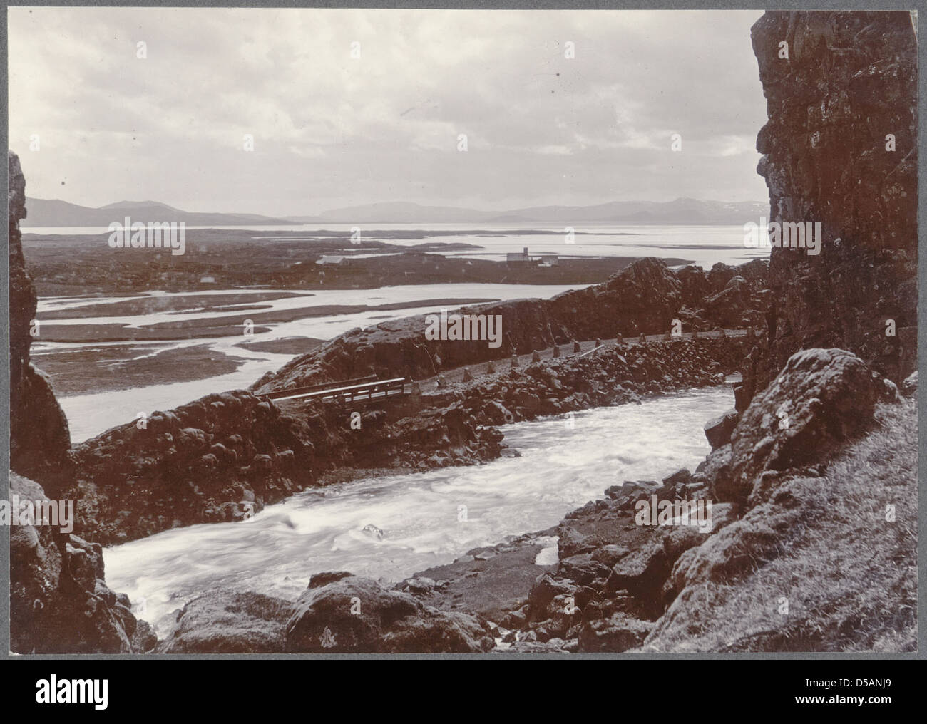 A photograph of the Þingvellir National Park, taken from Almannagjá ...