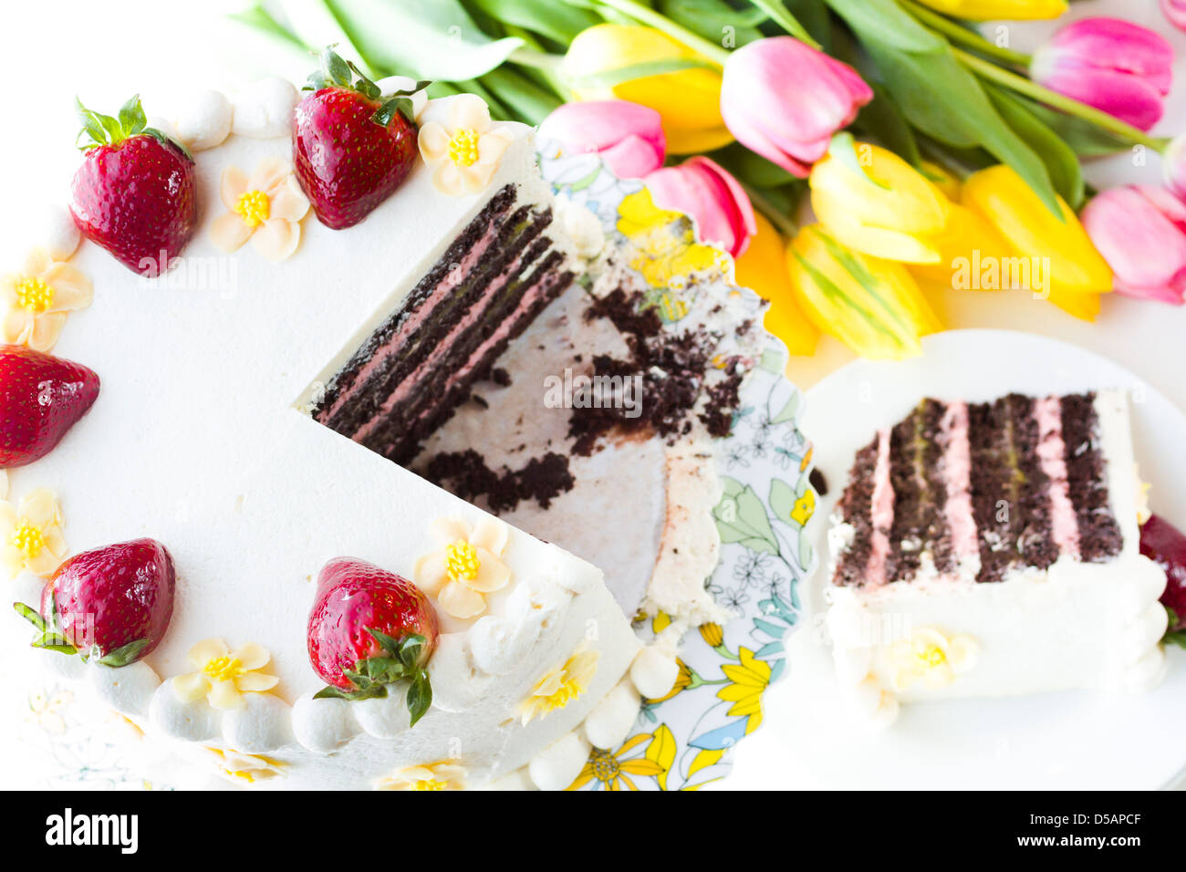 Chocolate Strawberry Lemon Torte made with 6 layers of chocolate cake ...