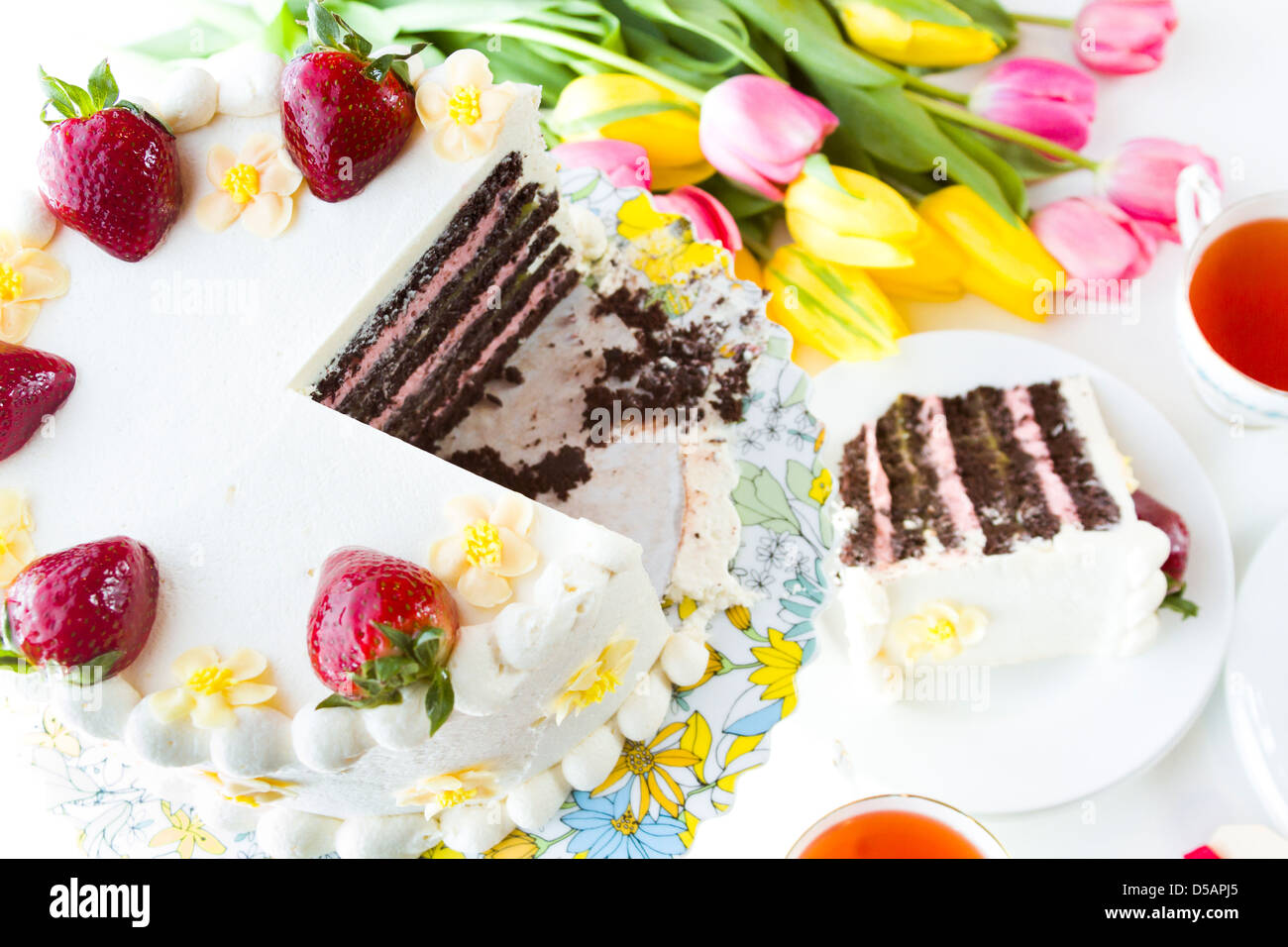 Chocolate Strawberry Lemon Torte made with 6 layers of chocolate cake ...