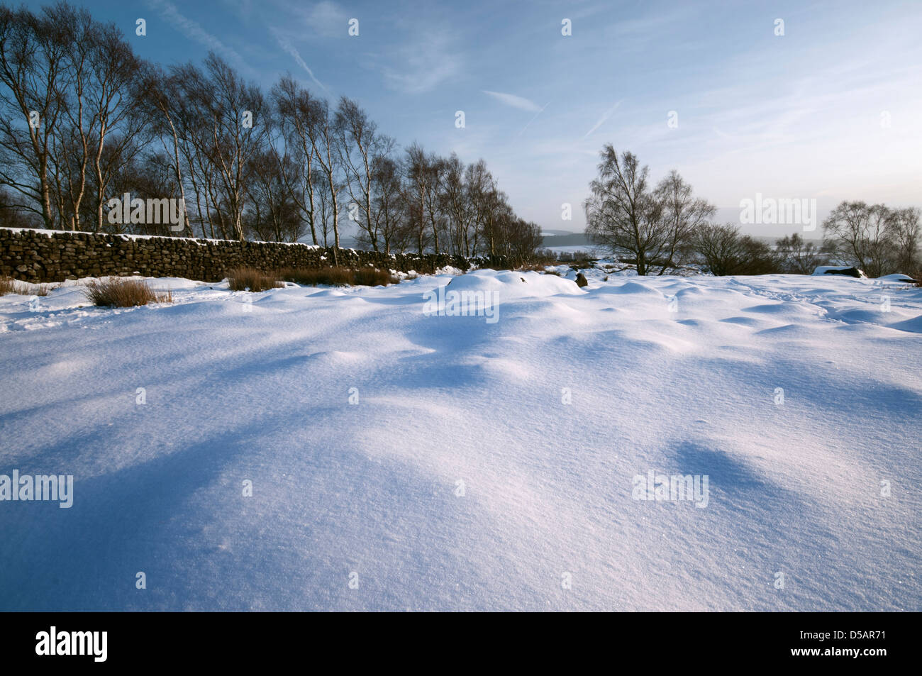 Wintry scene near Gardoms Edge, The Peak District National Park Stock ...