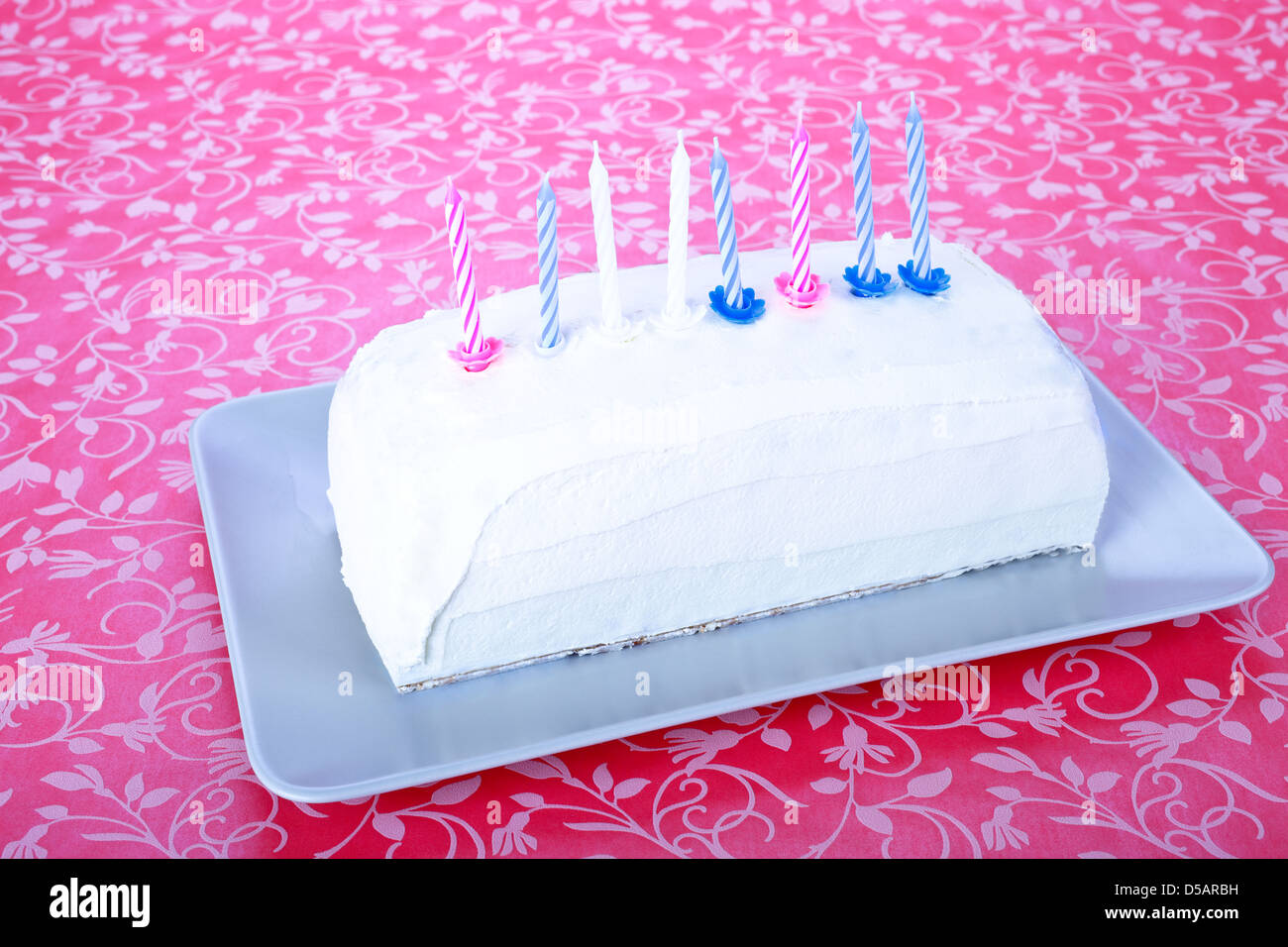 Birthday cake with eight candles Stock Photo - Alamy