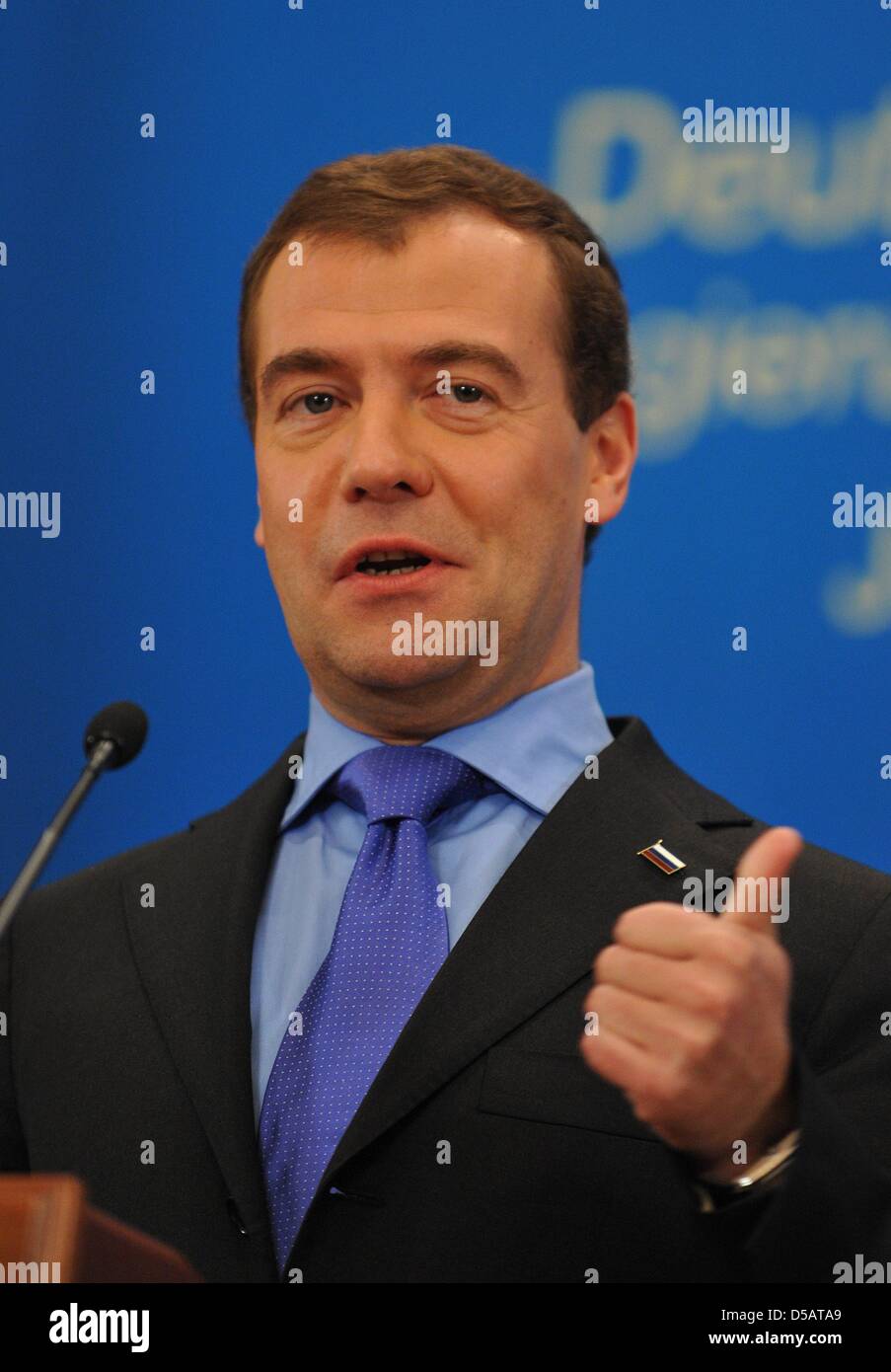 The Russian President Dmitry Medvedev speaks at a press conference in ...