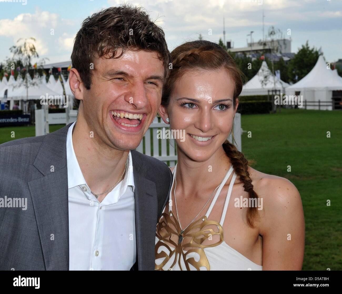 Germany international Thomas Mueller and his wife Lisa attend the CHIO ...