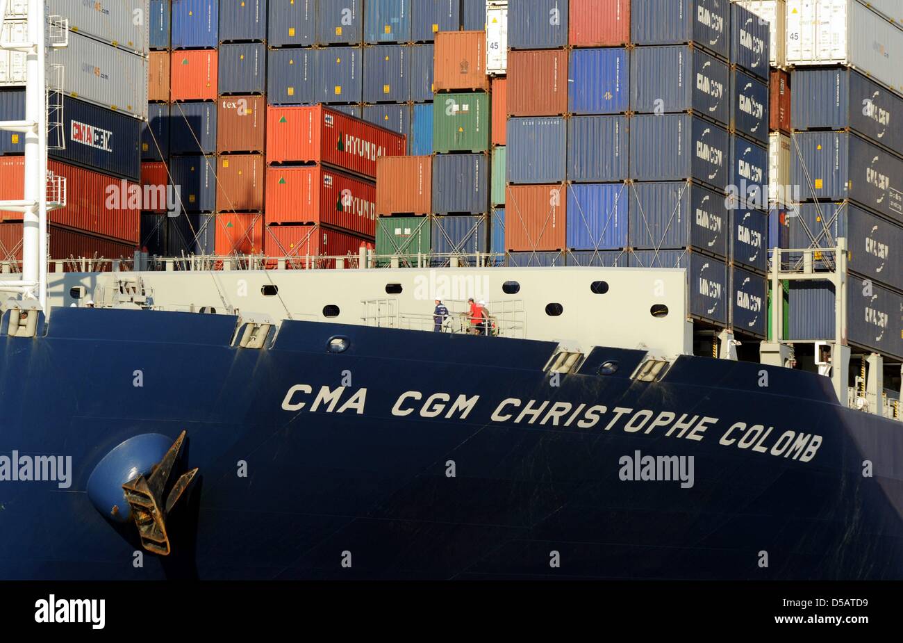 Container ship 'CMA CGM Christoph Colomb' arrives at the harbour of ...
