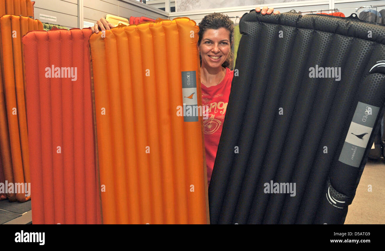 Carmen Isele of Swiss company Exped presnts down-filled maping mats at ...
