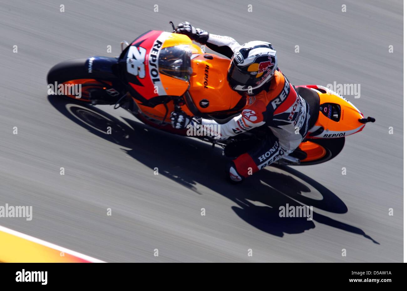 The Spanish Honda pilot and MotoGP racer, Dani Pedrosa, rides on his ...