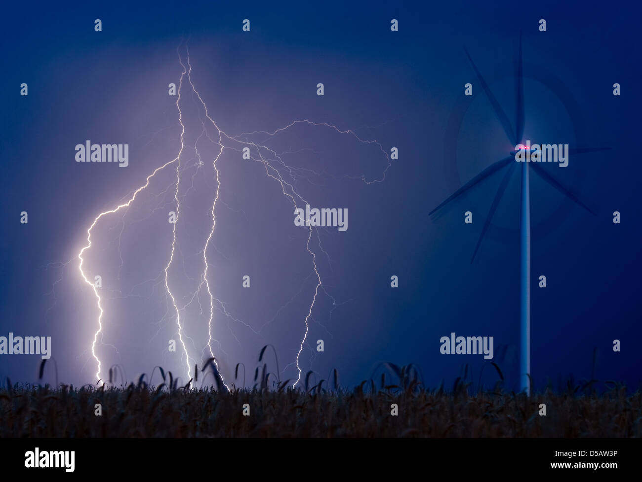 Rays of lightning illuminate the sky over Scharmuetzel lake near Bad ...