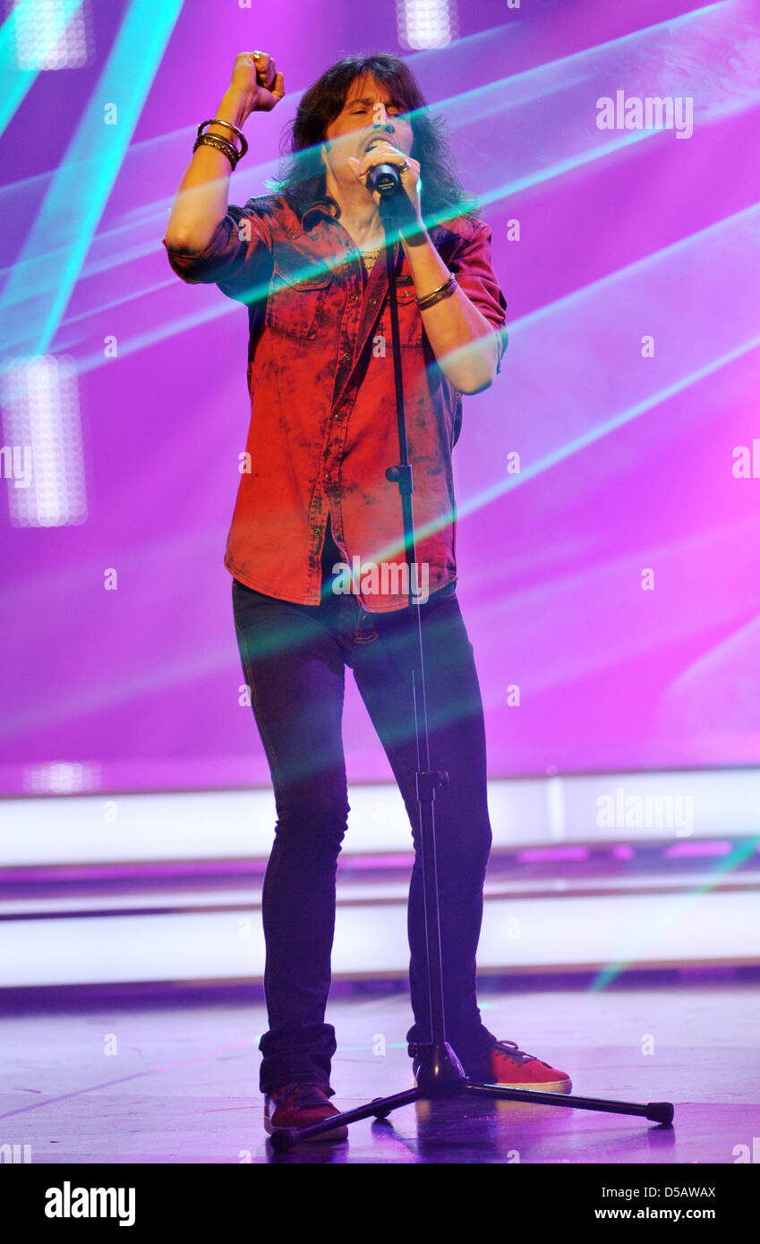 Kelly Hansen, singer of US rock band 'Foreigner', performs during the ...