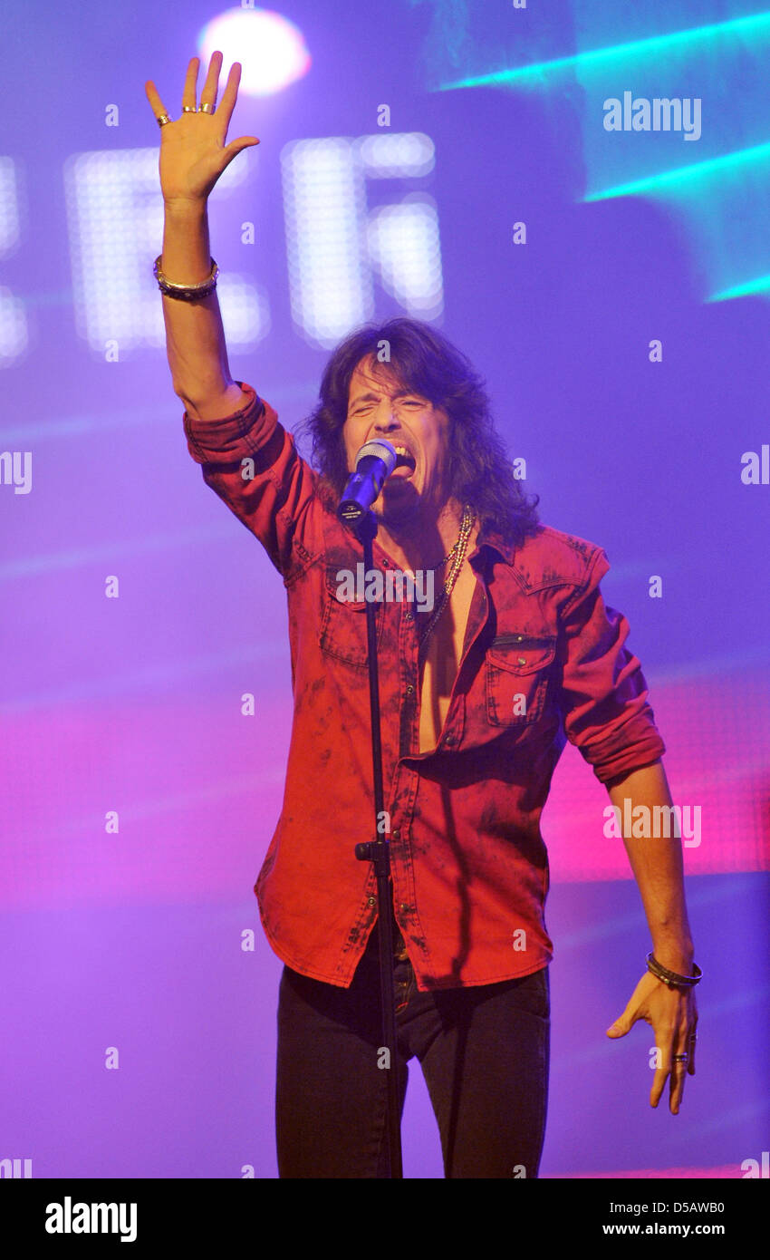 Kelly Hansen, singer of US rock band 'Foreigner', performs during the ...