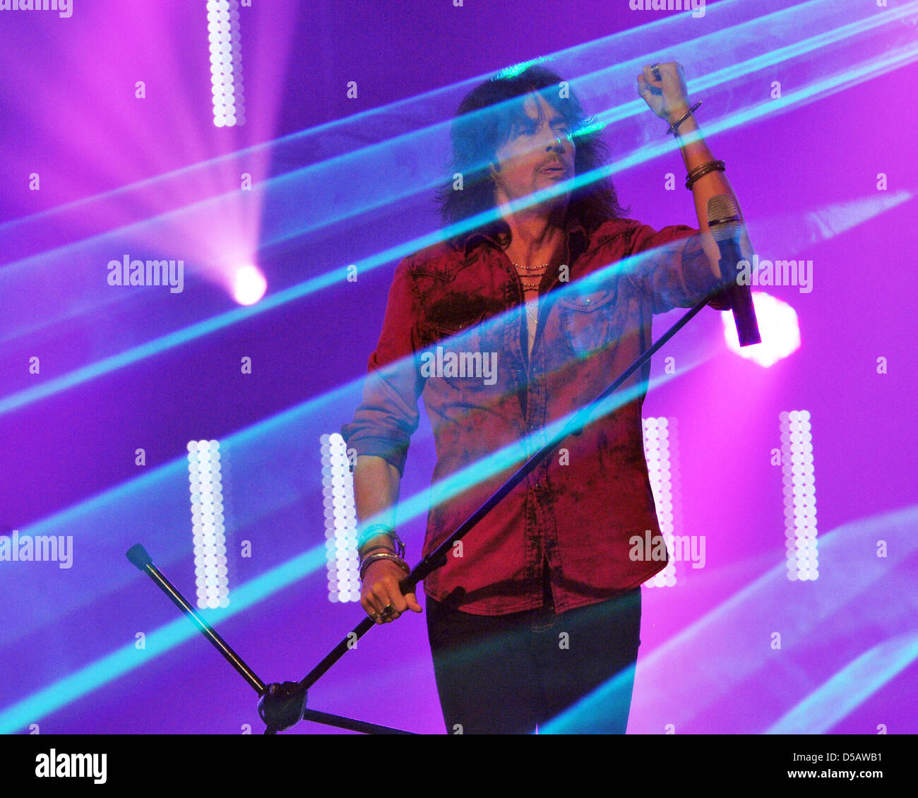 Kelly Hansen, singer of US rock band 'Foreigner', performs during the ...