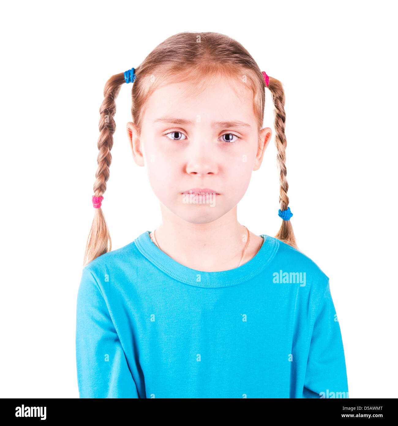 Sad crying little girl isolated on white Stock Photo - Alamy