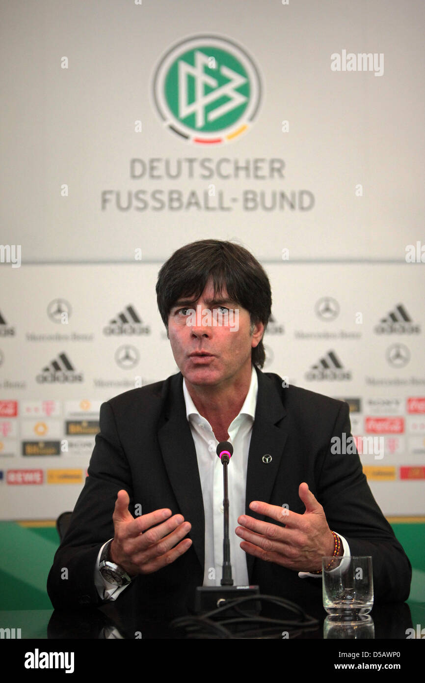 Coach of the German national football team, Joachim Loew, talks at at a ...