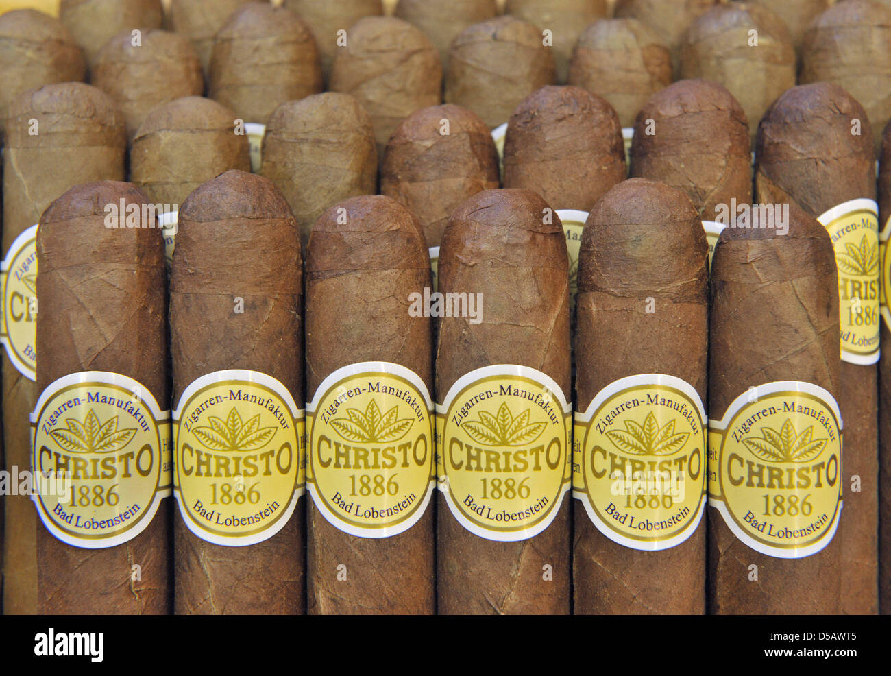 Cigars are on display at the cigar manufacture in Bad Lobenstein ...