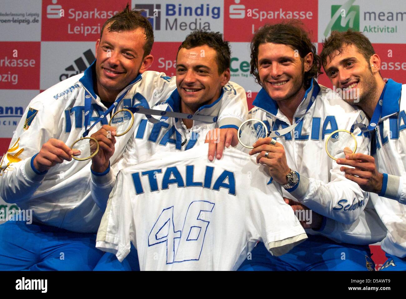 Italy's sabre fencing team (L-R) Diego Occhiuzzi, Luigi Tarantino ...