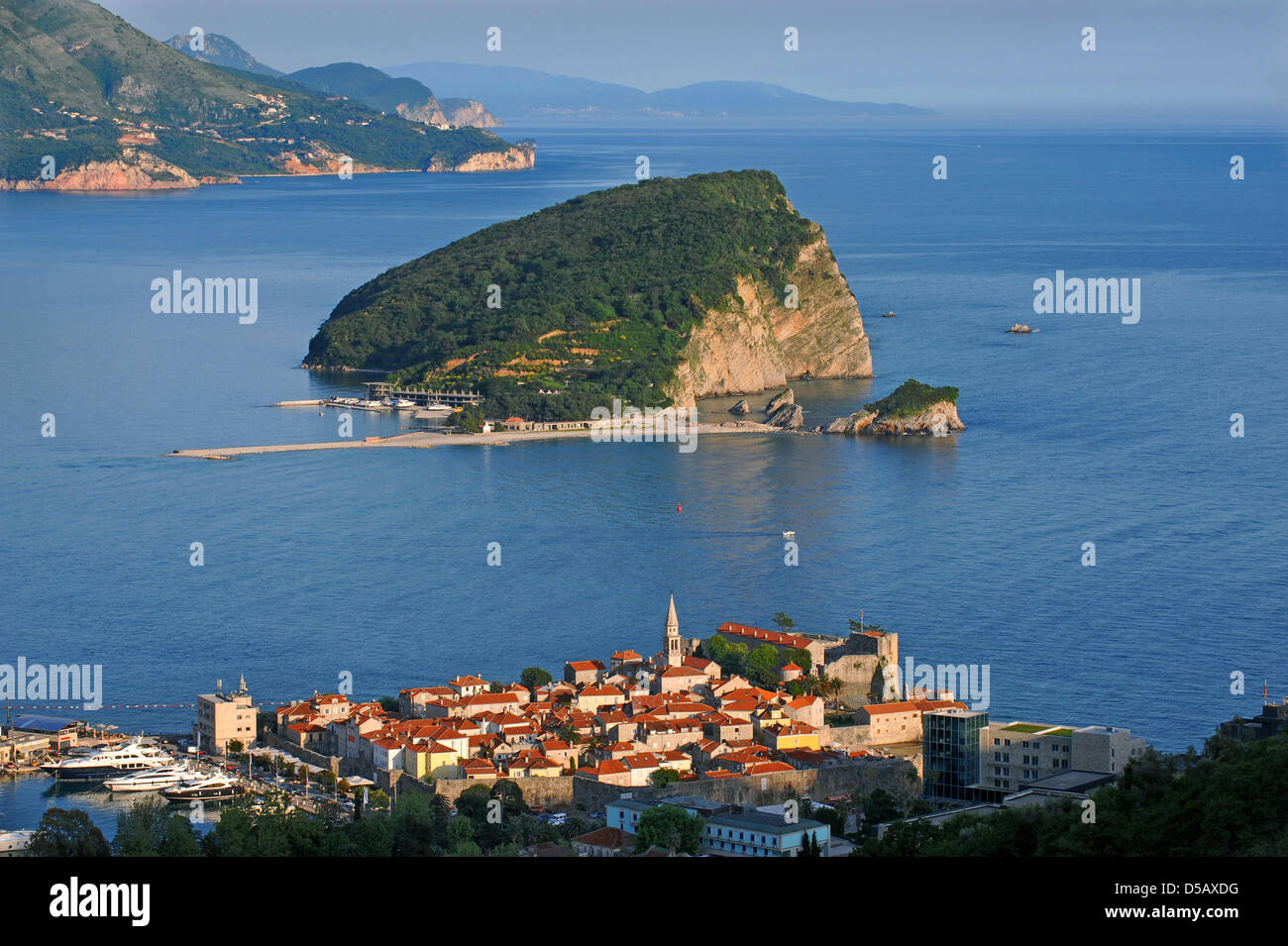 View over the old town of Budva, Montenegro, 14 May 2010. Since ...