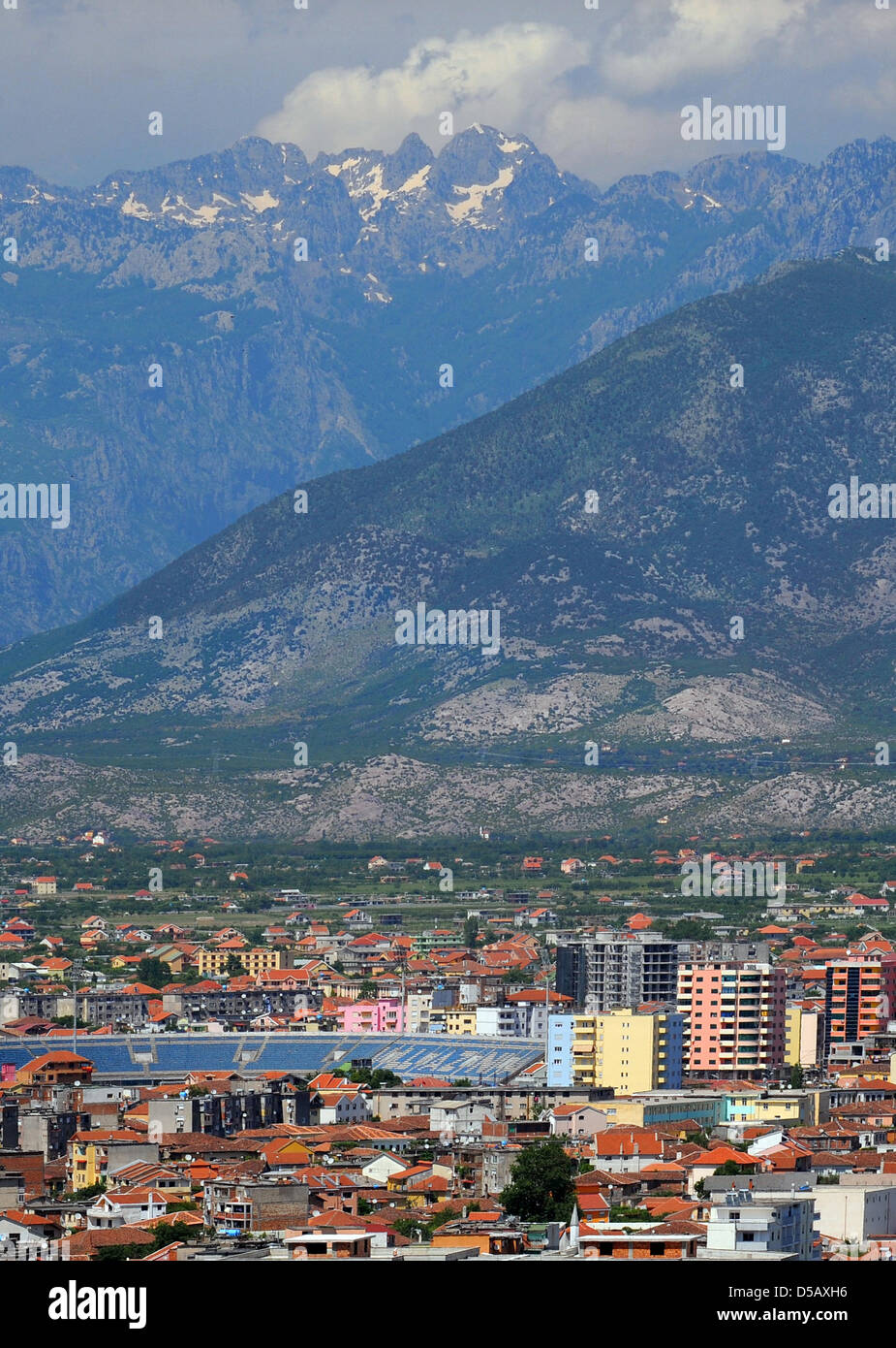 View over Skoder, Albania, 27 May 2010. The city of more than 100,000 ...