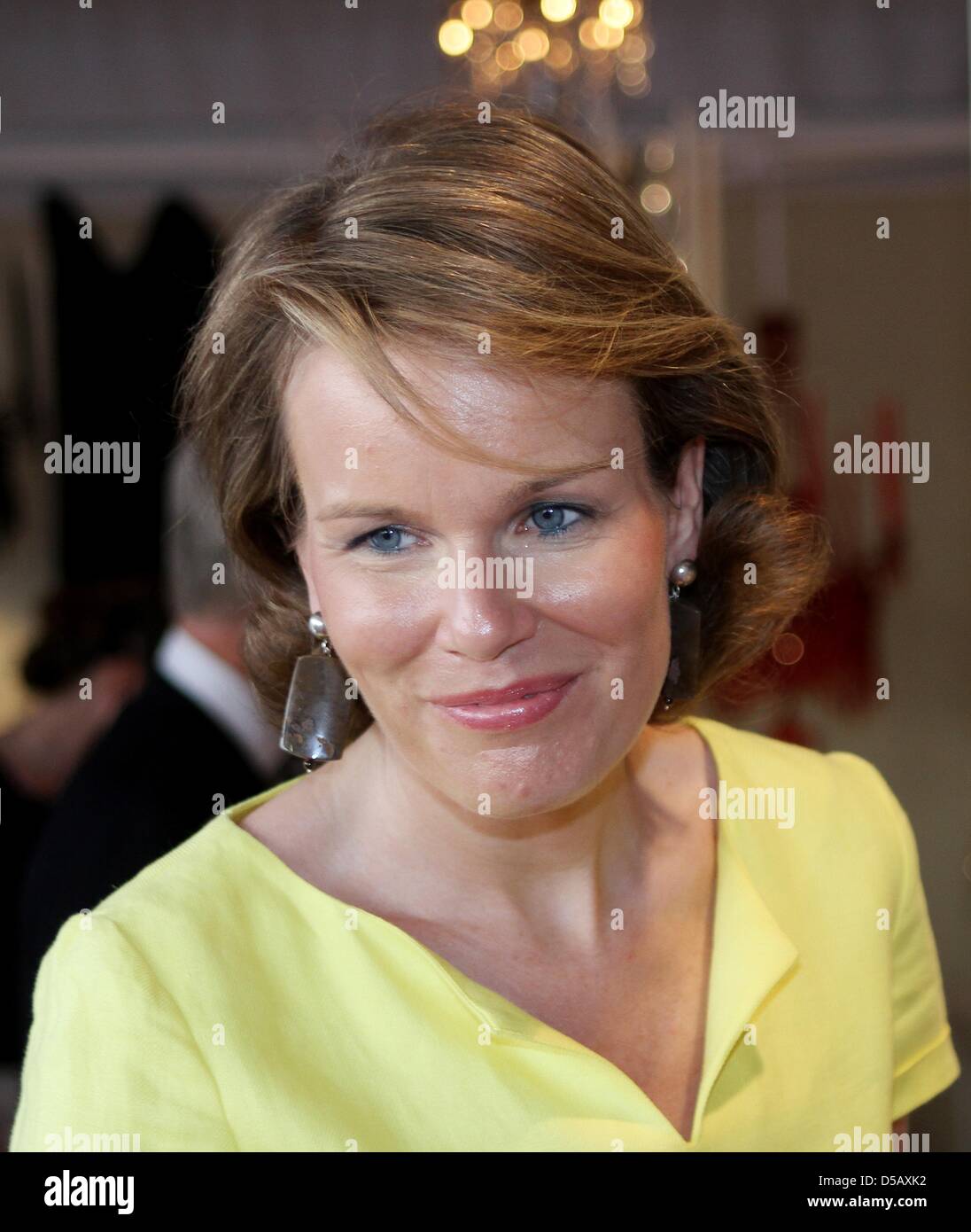 Princess Mathilde of Belgium visits the stands of Belgian traditional ...