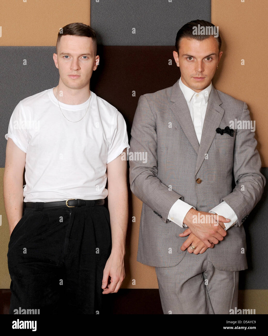 English musicians Adam Anderson (L) and Theo Hutchcraft of the ...