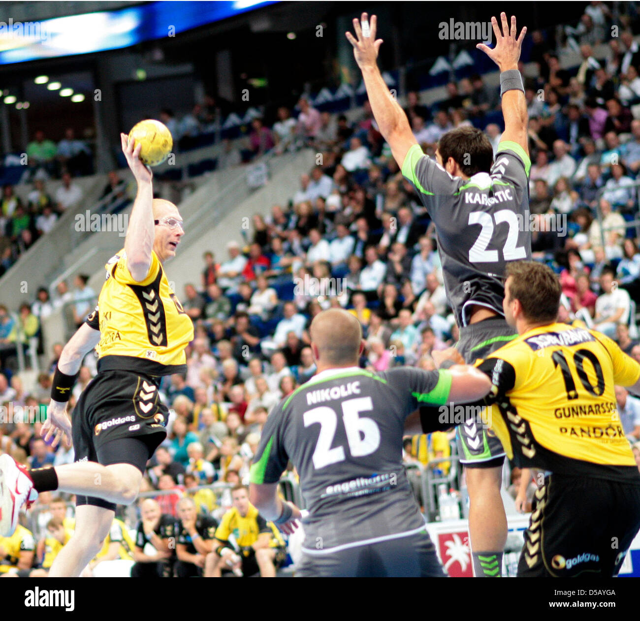(L-R) Karol Bielecki, Radko Nikolic, Nikola Karabatic and Robert ...