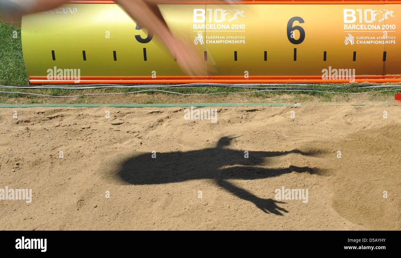 The shaddow of a Long Jump athlete during competition of the European ...
