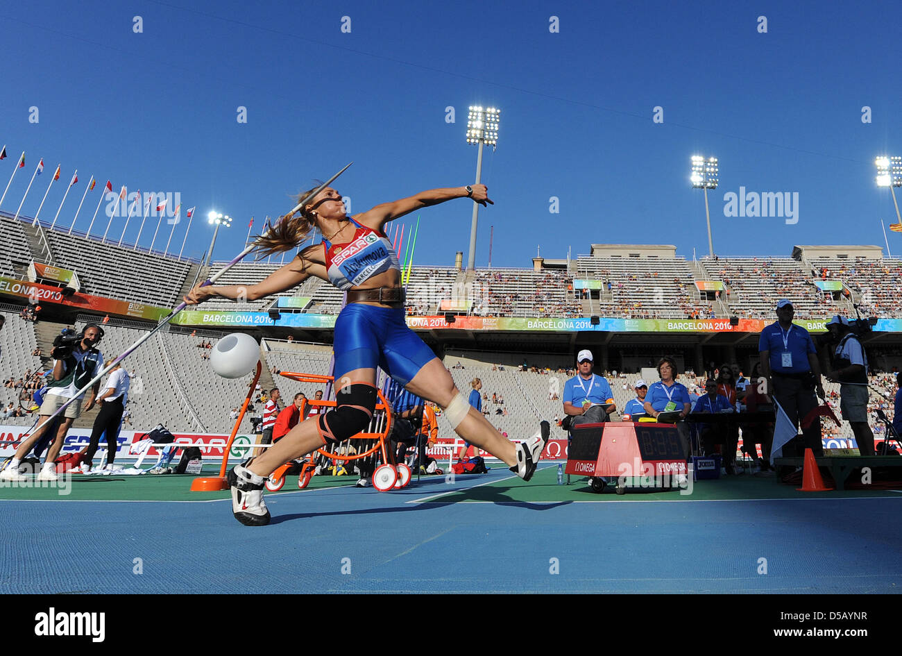 Russian javelin thrower Mariya Abakumova in action during the javelin ...