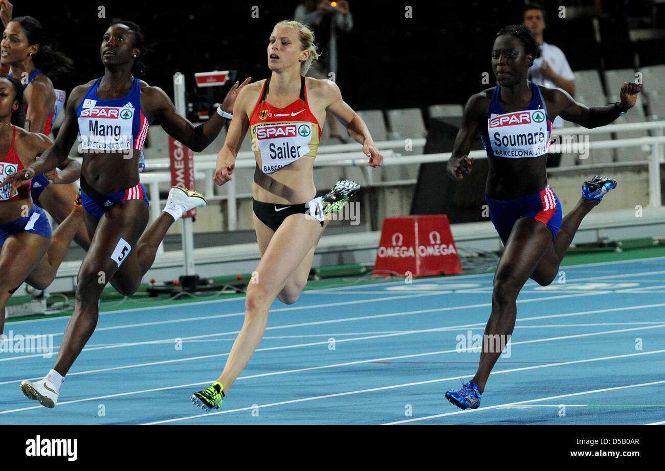 German runner Verena Sailer wins the 100 metres ahead of French runners ...
