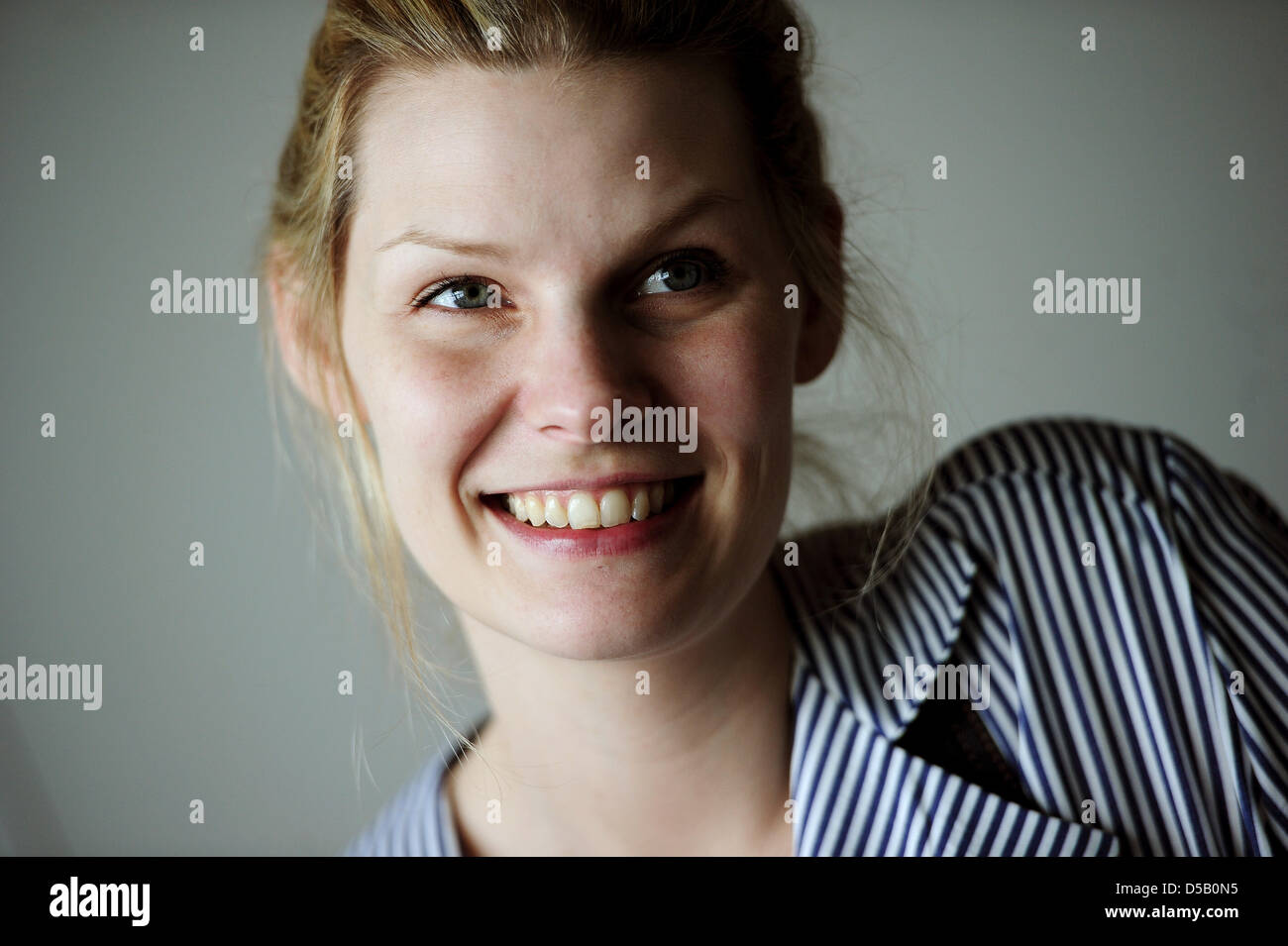 Evca Briegel, singer of German rock band Juli, smiles during an ...