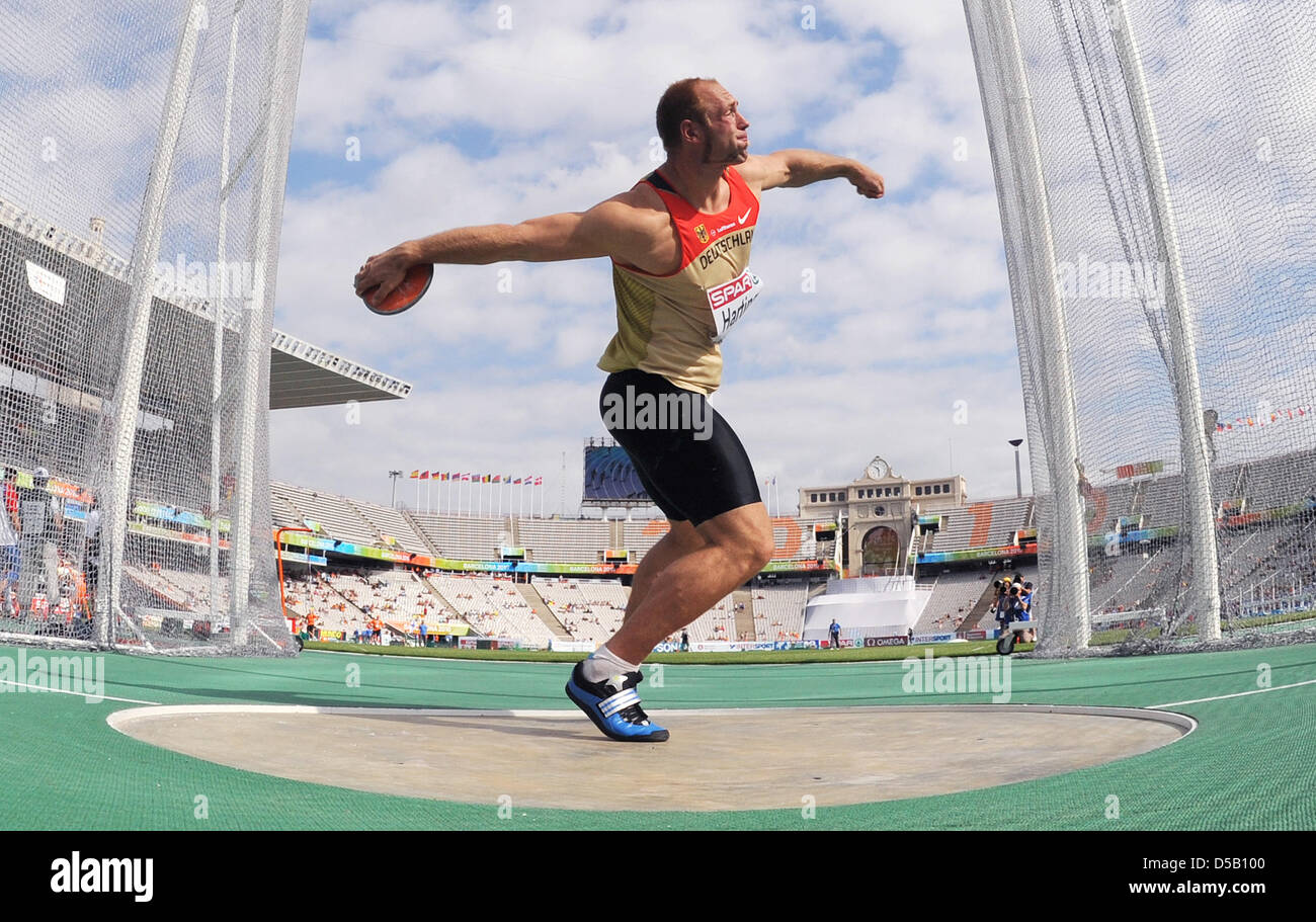 German discus thrower Robert Harting throws during the European ...